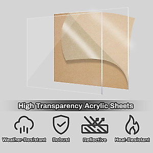 MIARALA 2 Pieces 8" x 12" Plexiglass Sheet High Transparency Acrylic Sheet 1/8”Thick (3mm), for Crafts Plastic Sheeting, Signs, Photo Frames, DIY Display Projects, Easy to Cut and Install