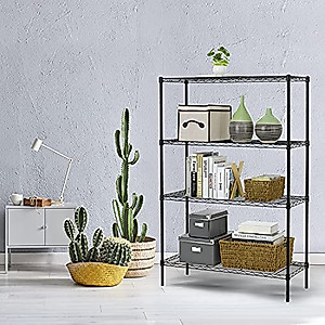 HCY Garage Shelving, 54x36x14 inch Metal Shelves 4 Tier Wire Shelving Unit Adjustable Heavy Duty Sturdy Steel Shelving Rack Shelf for Pantry Garage Kitchen (Black)