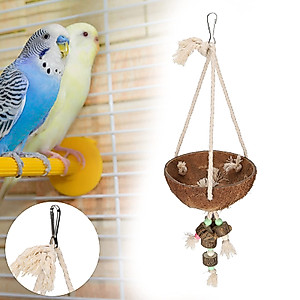 Syuanmuer Parrot Coconut Shell Swing, Hanging Bed Coconut, Bird Nest Shell Swing, Birdhouse Cage Swing Toys for Parrot Parakeet Lovebird Finch Canary.