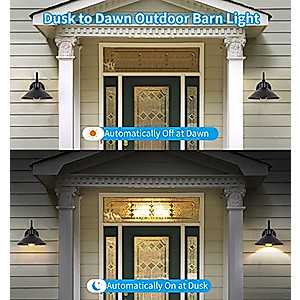 JOESA Dusk to Dawn Classic Outdoor Barn Light Fixture, Outdoor Waterproof and Rust Resistant Gooseneck Barn Lights, E26 Front Porch Lights for House, Garage, Garden