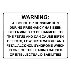 ComplianceSigns.com Warning: Alcohol Or Consumption During Pregnancy Label Decal, 5x3.5 in. 4-Pack Vinyl for Alcohol/Drugs/Weapons