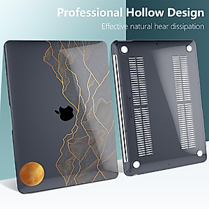 DONGKE Compatible with MacBook Air 13 inch Case 2021 2020 2019 2018 Release A2337 M1 A2179 A1932 with Retina Display Touch ID, Plastic Hard Shell & Keyboard Cover - Abstract Mountain