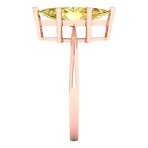 Clara Pucci 2.50 ct Marquise Cut Solitaire Yellow Simulated Diamond Engagement Bridal Promise Anniversary Ring 18K Rose Gold Size 10