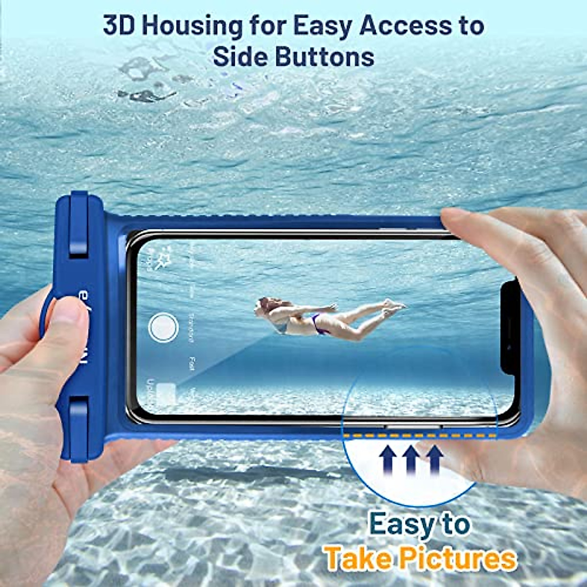 Niveaya 3D Waterproof Phone Case, IPX8 Shockproof Waterproof Phone Pouch Dry Bag for iPhone 14 13 12 11 Pro Max SE 2020 XS Max XR X 8 7 6s Plus S10 S9 S20 S21 Note 20/10. Dark Blue