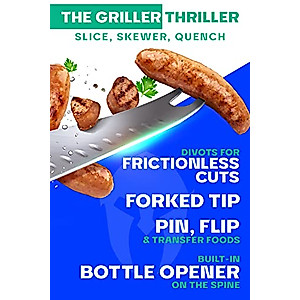 Dalstrong BBQ Pitmaster & Meat Knife - 8 inch - Gladiator Series Elite - Forged High Carbon German Steel - Forked Tip & Bottle Opener - G10 Handle - Sheath Included - NSF Certified