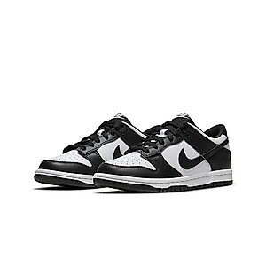NIKE Boy's Dunk Low Basketball Shoe, White/Black/White, 6 Big Kid