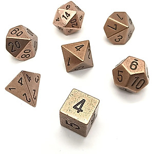 DND Dice Set-Chessex D&D Dice - 16mm Dark Metal Polyhedral Dice Set-Dungeons and Dragons Dice Includes 7 Dice - D4 D6 D8 D10 D12 D20 D%