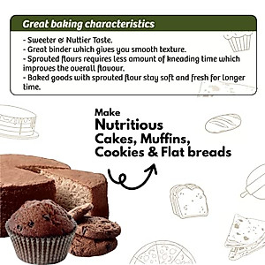 NIHKAN Gluten free Sprouted Millets Baking Mix Flour- 454g (16 Ounces) | Self Raising Flour for Multipurpose Baking needs of cakes, muffins, cookies and pizza | High protein & High Fibre