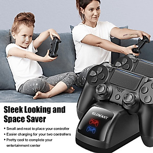 PS4 Controller Charger Station,Glowant Fast PS4 Dual PS4 Controller Charger Station with LED Indicator