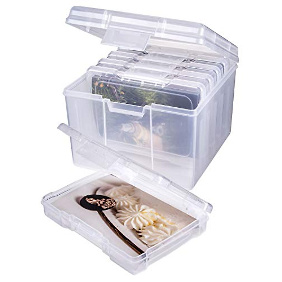 ArtBin 6947ZZ Photo & Craft Organizer Set, Large Box with [5] Plastic Storage Cases Inside, Clear