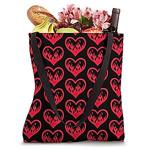 Valentine's Day Flames Heart Gothic Y2K Goth E-Girl Emo Red Tote Bag