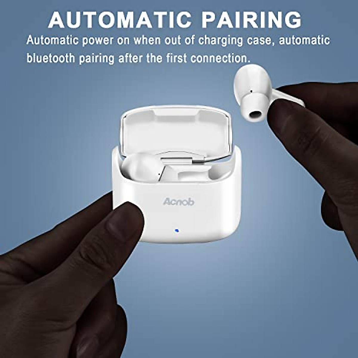 Acnob Ear Buds Wireless Bluetooth Earbuds 5.0 IPX6 Waterproof 32 Hours Playtime Headphones with Wireless Charging Case & Built in Mic TWS HiFi Bass Stereo Earphones for iPhone & Android,White