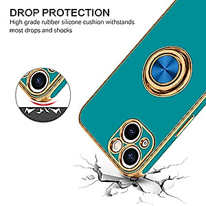BENTOBEN iPhone 13 Mini Case with 360° Ring Holder, Slim Fit Shockproof Kickstand Magnetic Car Mount Supported Non-Slip Protective Women Men Girls Boys Case Cover for iPhone 13 Mini 5.4", Ocean Blue