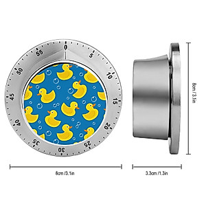 Rubber Yellow Duck Stainless Steel Timer 60 Minute Wind Up Timer Kitchen Timer Clock for Home Office