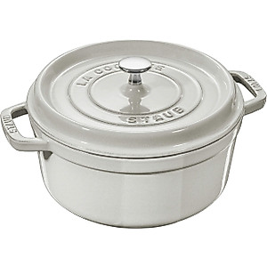 Staub Cast Iron 4-qt Round Cocotte - White Truffle, Made in France