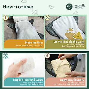 Naturally Nature Disposable Cloth Diaper Liners, Unscented, Fragrance-Free, Chlorine Free Diaper Inserts - 400 Count - (4 Rolls, 100 Sheets per Roll)