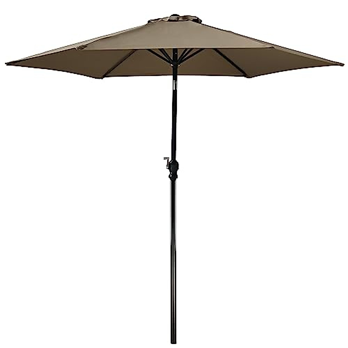 Elevon 9' Outdoor Patio Market Striped Umbrella with Push Button Tilt and Crank, Beige