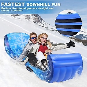 Snow Sled 70'' Giant Snow Tube for Kids Adults with 4 Reinforced Handles, Inflatable Toboggan Sled with Pull Rope Winter Outdoor Gifts for Toddlers Boys Girls Snow Ski Play