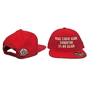 Make Carne Asada Burritos 5 Dollars Again Baseball Cap - Red Trump Parody Hat - Make America Great Again Remix - Funny Political Laugh