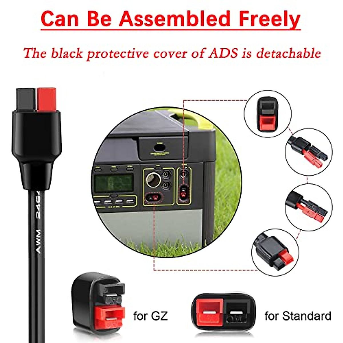 KarlKers Anderson Y Splitter High Power Pole Port Connector Combiner Cable with Reverse Current Protection Charge Portable Power Station Compatible with Goal Zero Jackery Anderson Powerpole Connector