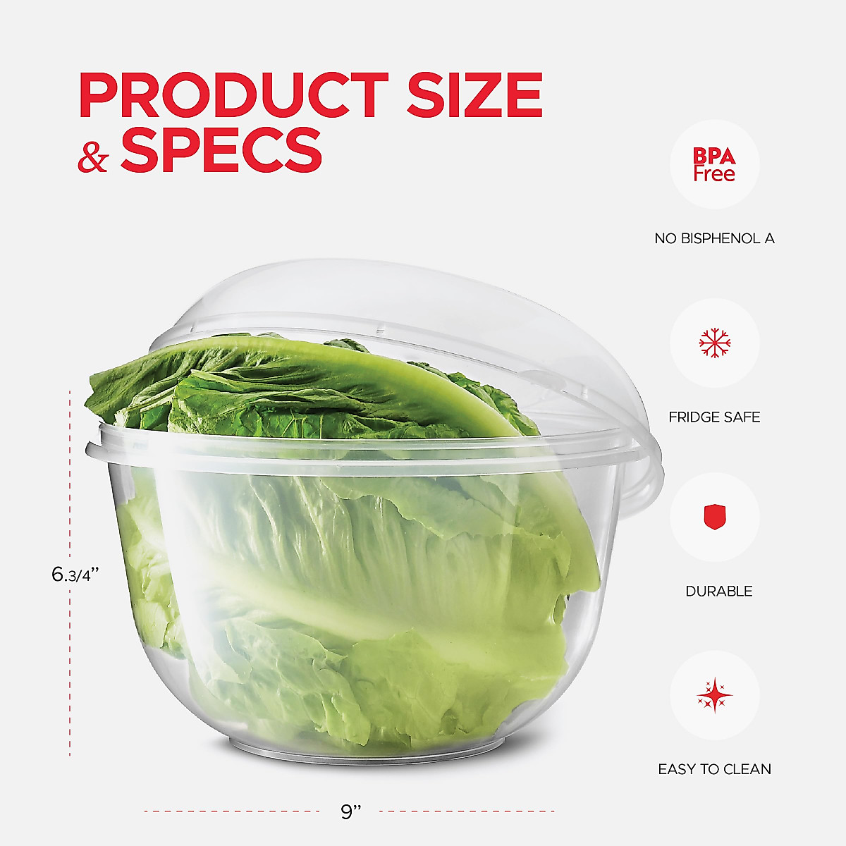 Tafura Lettuce Keeper for Fridge, Lettuce Crisper, Vegetable Saver with Cover, Lettuce Storage Container with Lid, Crisp and Fresh Greensaver, Salad Saver Box.