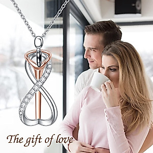 YFN Couple Hug Necklace Sterling Silver Anniversary Pendant Couple Jewelry Anniversary Valentines Day Birthday Gifts for Her Women Men