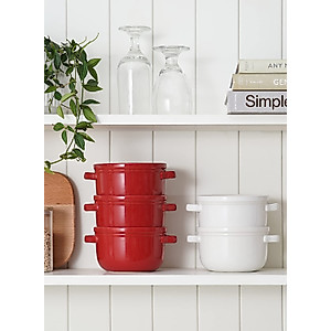 LE TAUCI Pasta Bowls 45 Oz+ Soup Bowls with Handles 28 Oz, Red