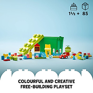 LEGO DUPLO Classic Deluxe Brick Box 10914 Starter Set - Features Storage Box, Bricks, Duplo Figures, Dog, and Car, Creative Play, Great Early Learning Toy for Toddlers Ages 18+ Months