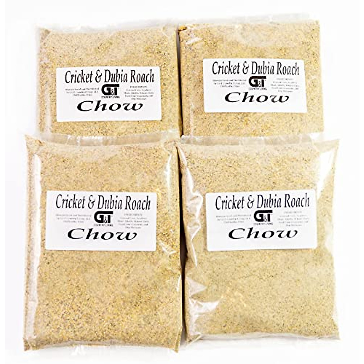 Cricket and Dubia Roach Chow (4 Lbs.) - Kit Includes 4 Pounds of Feed, 1 oz. Water Gel Crystals, and Two lids for Feed and Water Bowls. Premium Chow to Raise Your Feeder Crickets and Dubia Roaches