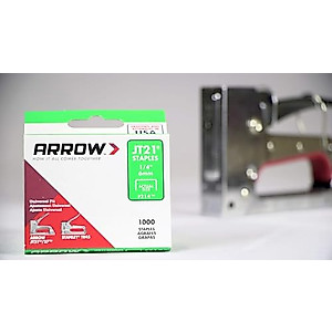 Arrow 214 JT21 Thin Wire Staples for Staple Guns and Staplers, Use for Upholstery, Crafts, General Repairs, 1/4-Inch Leg Length, 7/16-Inch Crown Width, 1000-Pack