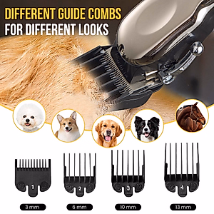 Ciphuoly Horse Clippers Cordless Quiet, Professional Horse Care Clippers with 4 Guide Guards,Electric Rechargeable Grooming Kit for Horse,Powerful Livestock Grooming Clipper