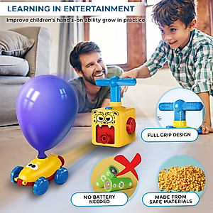 LOONIE LAUNCHER Balloon Launcher Car Toy Set, Balloon Powered Aerodynamic Racers, STEM Toys Party Supplies Preschool Science Racer Kit w/Manual Balloon Power Pump for Kids Boys Girls 3+ (Space Toys)