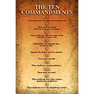 The Ten Commandments Religion Religious Bible 10 Commandments Old Testament Rules Scripture Verse Decalogue Cool Wall Decor Art Print Poster 12x18