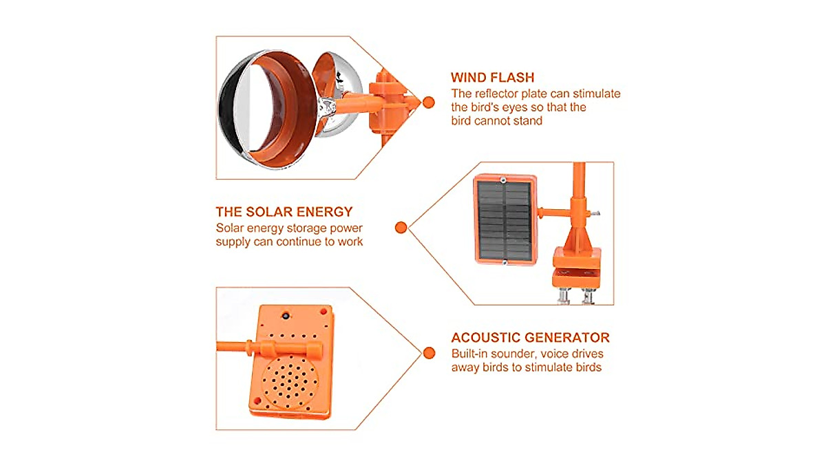 Yardwe Solar Bird Scarer - Solar-Powered Outdoor Bird Deterrent