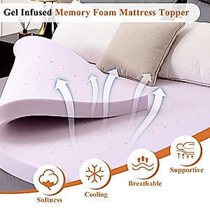 NeuType 3 Inch Memory Foam Mattress Topper Queen Size Mattress Topper Soothing Lavender Infused Cooling Gel Infused Bed Topper CertiPUR-US Certified, Foam Mattress Pad for Pressure-Relieving