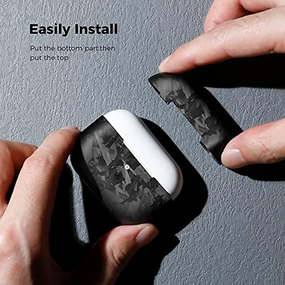 MONOCARBON Carbon Fiber Case-for-AirPods-Pro-2nd, Generation 2022 Slim Durable Cover-for-AirPods-Pro-2 Accessories,Support Wireless Charging,Shock,with Stripes Lanyard.(Matte Finish)