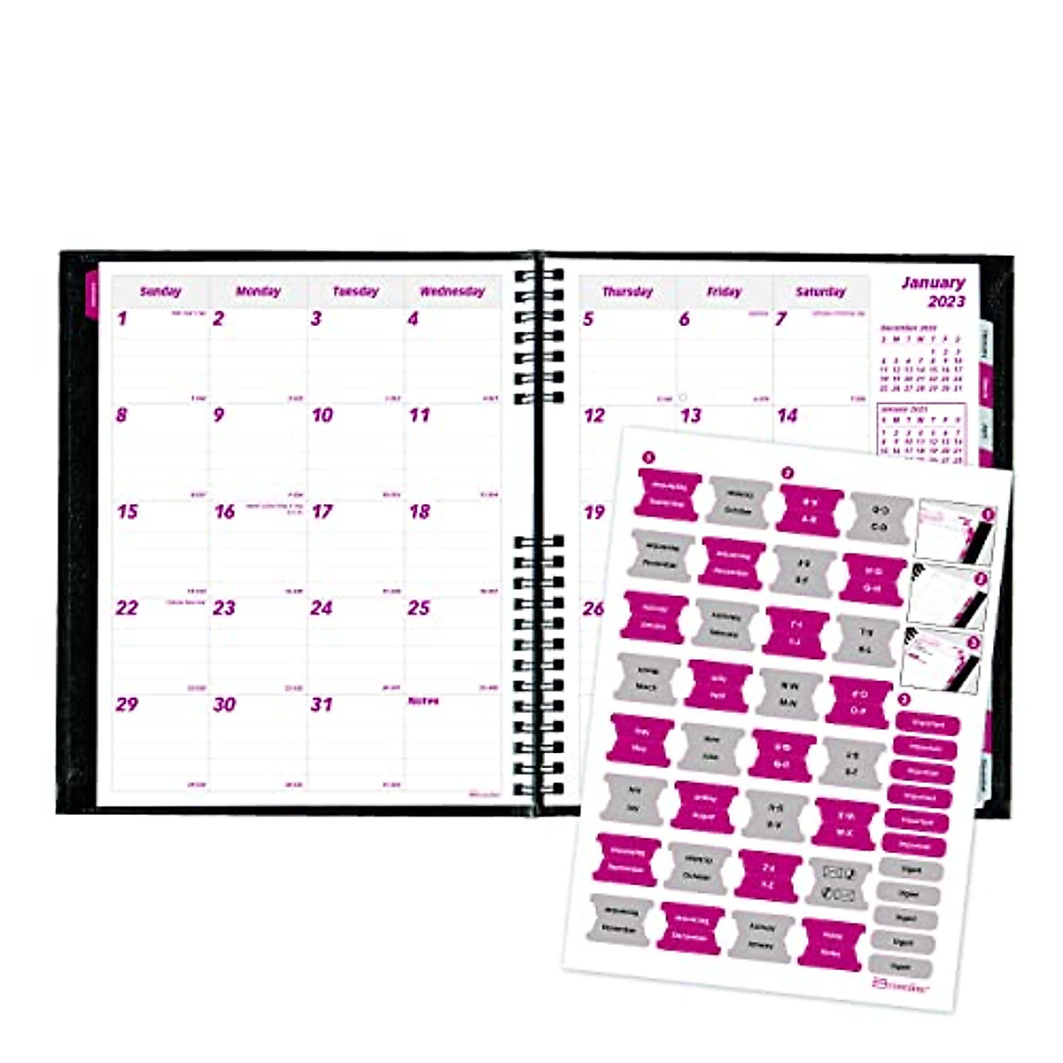 Brownline 2023 CoilPro Monthly Planner, 14 Months, December 2022 to January 2024, Twin-Wire Binding, 8.875" x 7.125", Black (CB1200C.BLK-23)