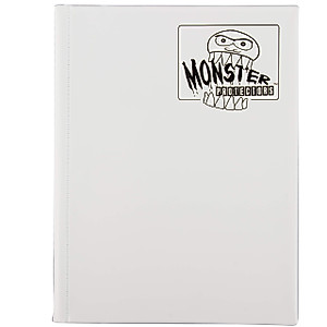 Monster 9 Pocket Trading Card Binder - Matte White Album, Anti-Theft & Anti-Drop TCG Protection w Side Loading Padded Pockets, Double Sided, Holds 360 Cards, For Sports, Gaming, Kpop, Christmas Gift