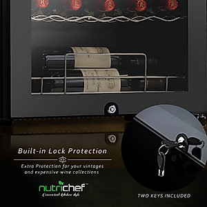 Nutrichef 33 Bottle Wine Fridge | Dual Zone Wine Chiller | Adjustable Temperature 41°F to 64°F | Ultra Quiet Operation | Wine Cooler For Home, & Office | Free Standing 33x19x17 IN | Black