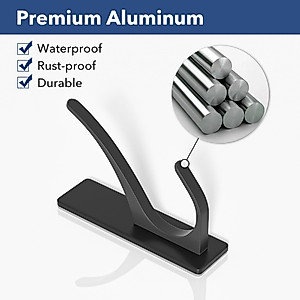 Self Adhesive Coat Hooks for Hanging: Heavy Duty Stainless Wall Hook for Towel, Backpack, Hat, Sturdy Metal Hanger for Bathroom, Bedroom, Door, 4-Pack, Matt Black