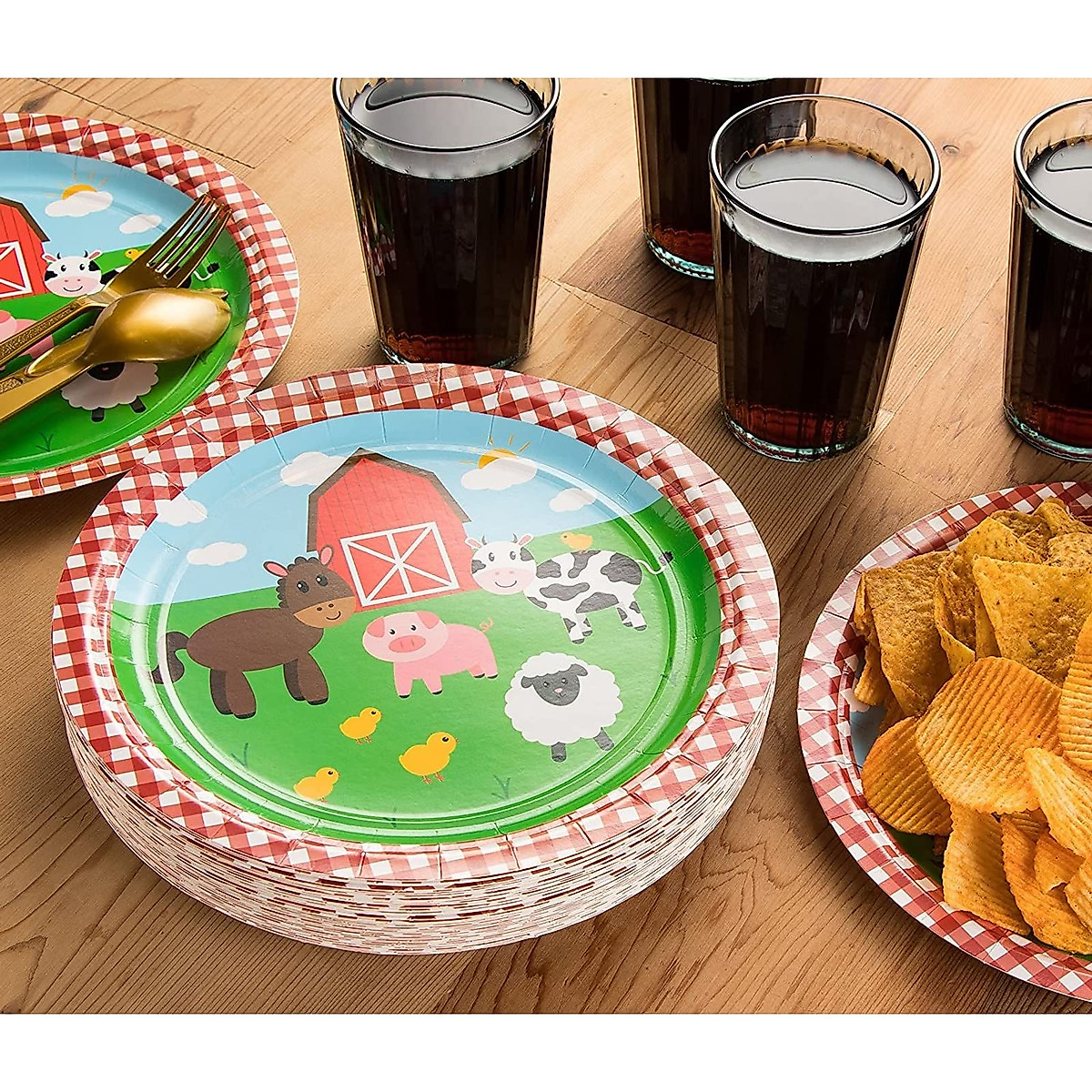 80-Pack Farm Birthday Party Supplies, Farmhouse Plates (9 in)