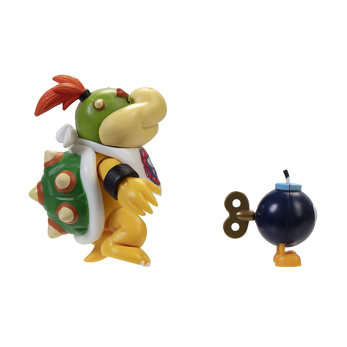 Super Mario Bowser Jr. 4-Inch Action Figure with Bob-Omb Accessory, Poseable Articulated Collectible Toys, Perfect for Kids & Collectors Alike! for Ages 3+