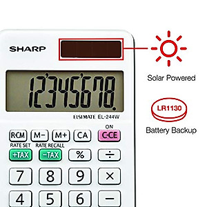 Sharp EL-244WB Business Calculator, White 2.125, 2.38 x 4.06 x 0.31 inches