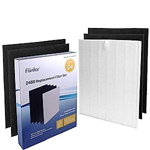 Flintar D480 H13 True HEPA Replacement Filter D4, Compatible with Winix D480 Air Purifier, H13 Grade True HEPA and 4 Activated Carbon Filters, D4 Filter, Item Number 1712-0100-00
