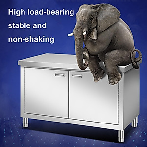 Double Door Storage Cabinet Work Table Stainless Steel Kitchen Restaurant Prep Table Multifunctional Practical Work Table Chopping Vegetables Chopping Bones Kneading Without Shaking(80x50x80cm)