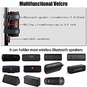 co2CREA Portable Speaker Mount for Most Bluetooth Wireless Speakers, Outdoor Speaker Adjustable Strap Attachment Accessory Holder Bar Rail for Golf Cart Railing Bike Boat