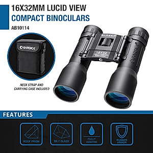 BARSKA Lucid 16x32 Compact Binocular (Black)