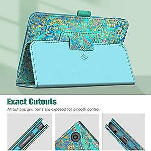Fintie Folio Case for All-New Fire 7 Tablet (12th Generation, 2022 Release) Latest Model - Premium Vegan Leather Slim Fit Foldable Stand Cover with Auto Sleep/Wake, Shades of Blue