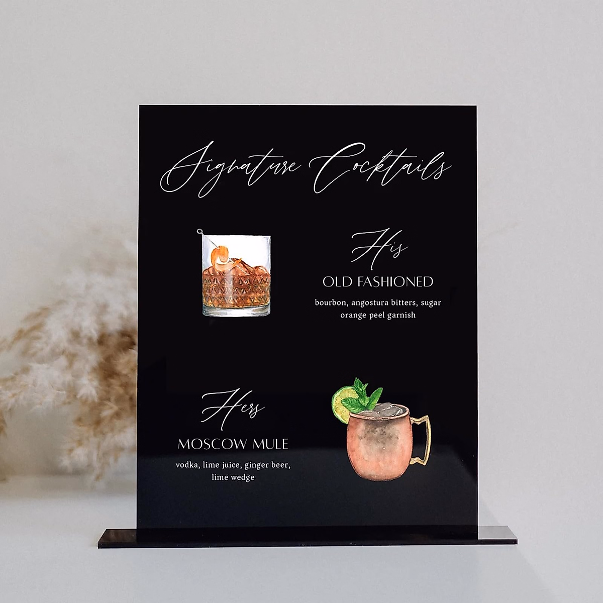 JINMURY 8x10 Inch Black Acrylic Sign with Stand | 5 Pack Blank Acrylic Table Signs and Base for DIY Wedding Table Numbers, Wedding Signage, Events& Parties (Black, 8x10 Inch)