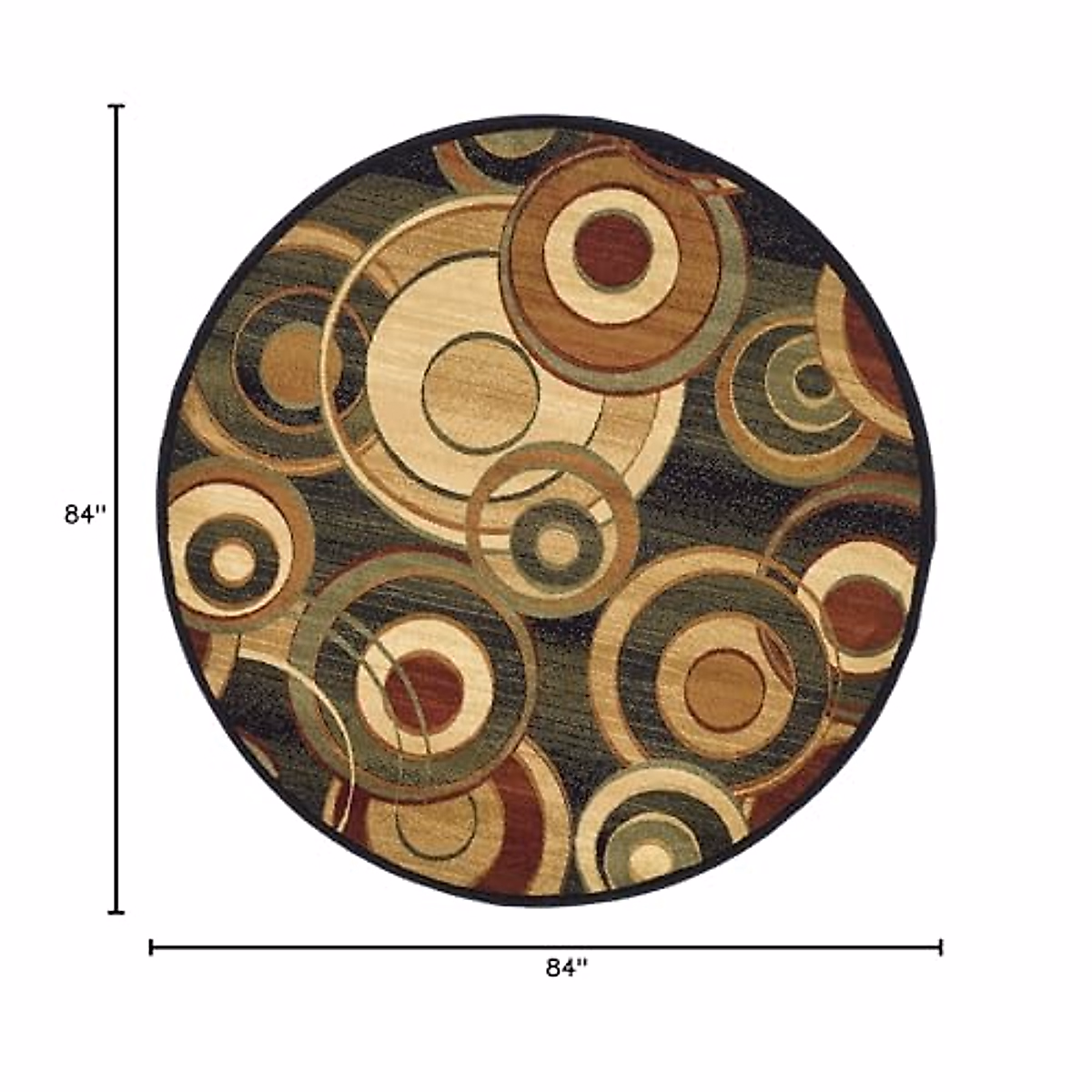 SAFAVIEH Lyndhurst Collection 7' Round Black/Multi LNH225B Mid-Century Modern Non-Shedding Dining Room Entryway Foyer Living Room Bedroom Area Rug